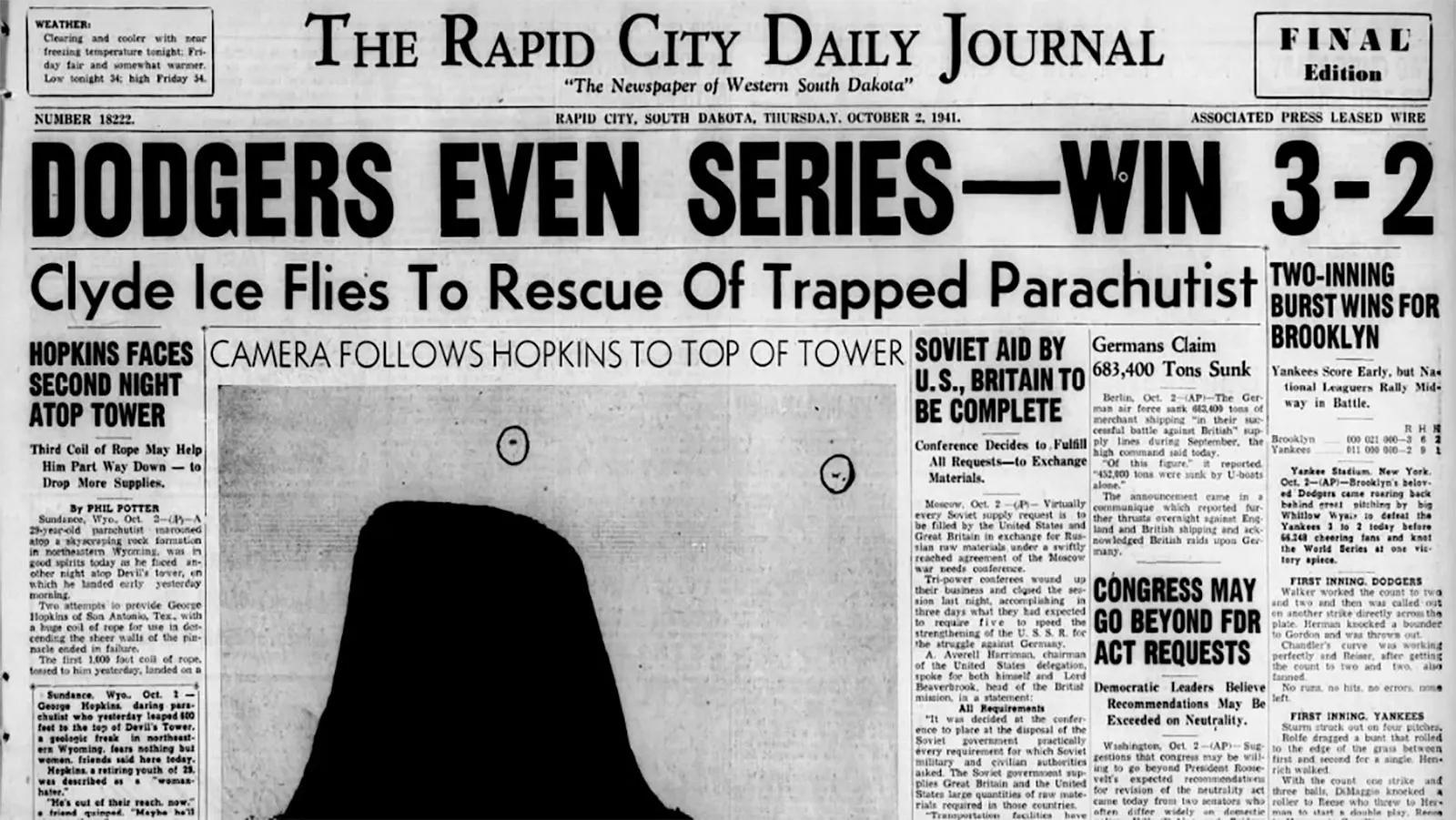 Wyoming History: A Parachuter Once Got Stuck Five Days On Top Of Devils ...